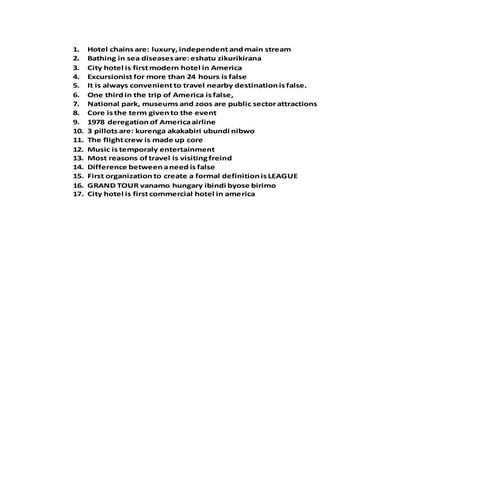 Tourism answers | DOCX