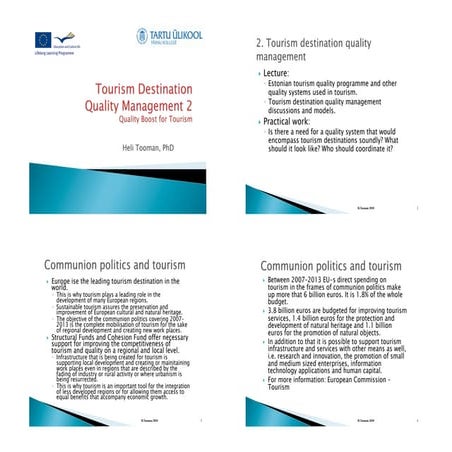 Tourism Destination Quality Management - Part 2 | PPT