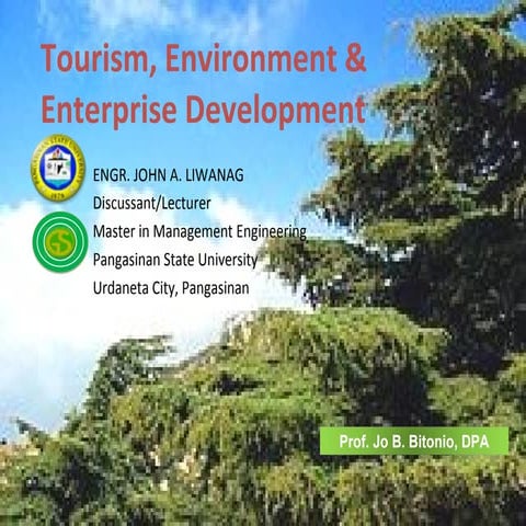 Tourism, Environment & Enterprise Development | PPT