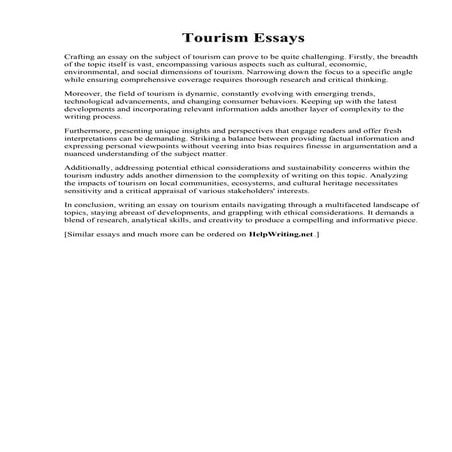 Tourism Essays | PDF