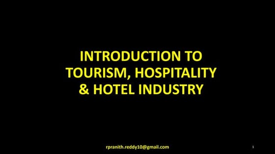 Introduction to Hospitality Industry | PPT