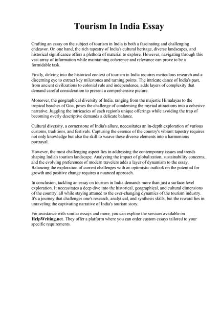 Essay On Tourism In India. Bristol Community College | PDF