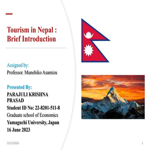 Tourism in Nepal: The brief introduction. | PPTX