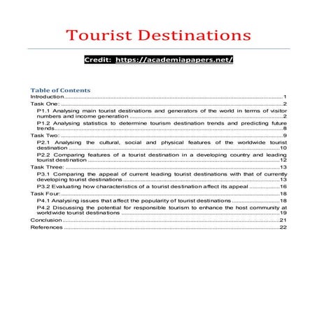 Tourist Destination | DOCX