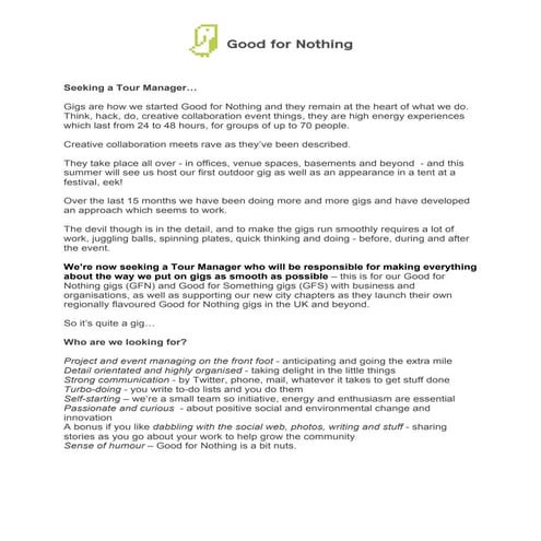 Tour manager role | PDF