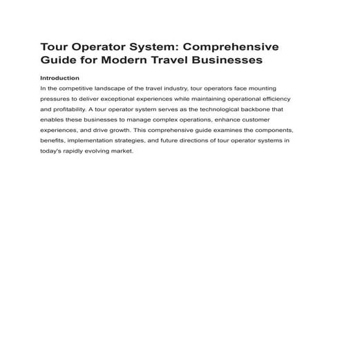 Tour Operator System: Comprehensive Guide for Modern Travel Businesses ...