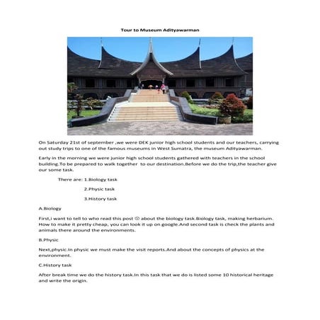 Tour to museum adityawarman | DOC