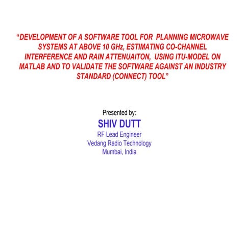 Microwave Link Design Using Matlab Tool Ppt
