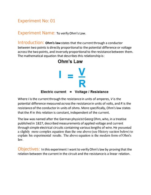 Sample lab-report on verfication of ohms law | PDF | Computer Networking | Computing