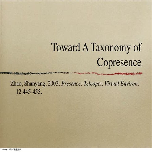 Toward A Taxonomy Of Copresence | PDF