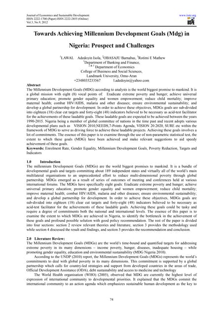 Prospects and Challenges of Sustainable Development in Africa | PDF