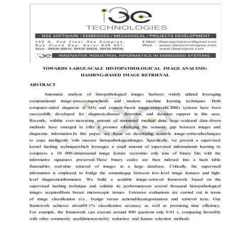 Towards large scale histopathological image analysis hashing-based image retrieval | PDF