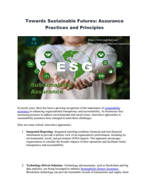 Driving Accountability: The Evolution of ESG Assurance Standards | PDF