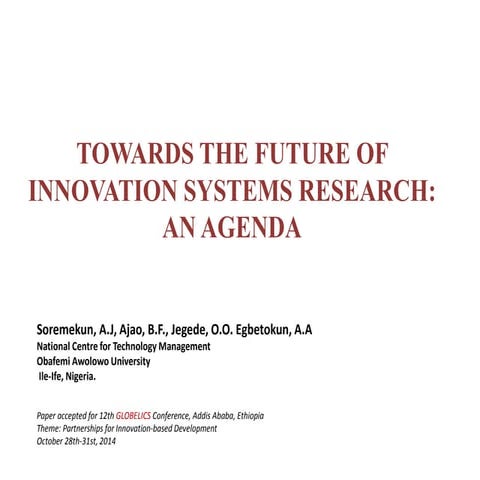 Innovation Systems in Developing Countries | PPTX