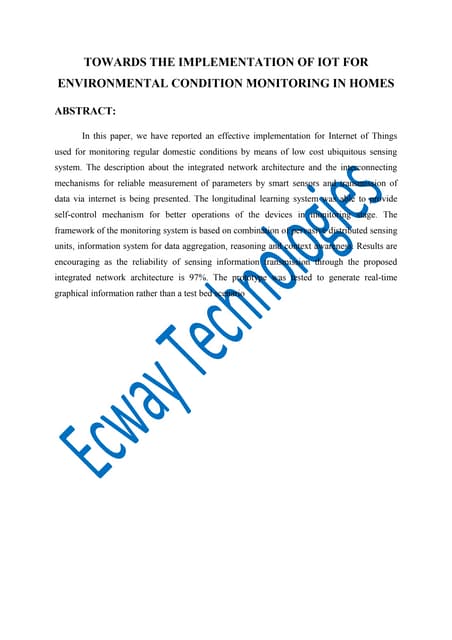 Towards The Implementation Of Iot For Environmental Condition