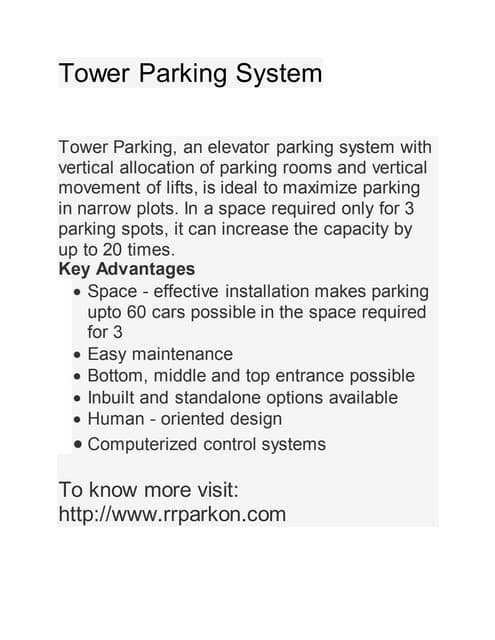 Shuttle parking system | DOCX