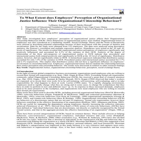 To what extent does employees’ perception of organizational justice influence their ...