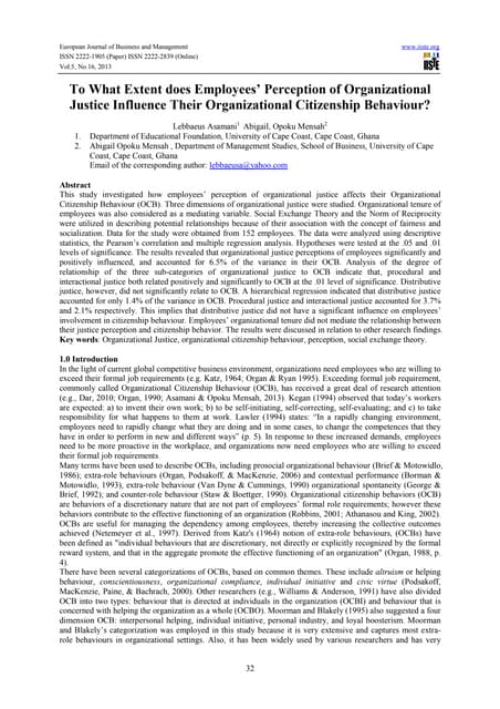 A Study Of Organizational Citizenship Behaviour (OCB) And Its Dimensions A Literature Review | PDF