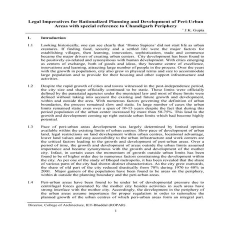 Legal Imperatives for Rationalized Planning and Development of Peri ...