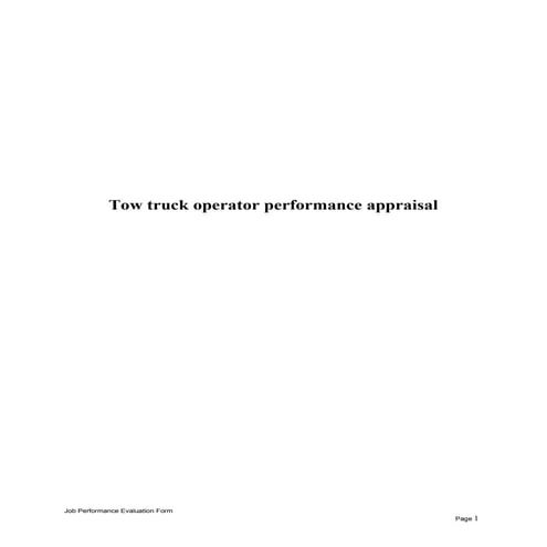 Tow truck operator performance appraisal | DOC