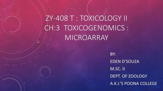 DNA microarray ppt | PPTX | Biological Sciences | Science