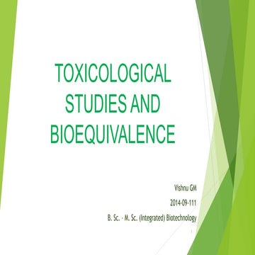 Toxicological studies and bioequivalence | PPTX