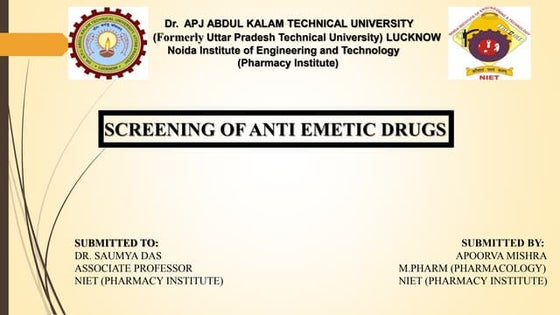 Screening of anti-emetic drugs | PPTX | Digestive Disorders | Diseases ...