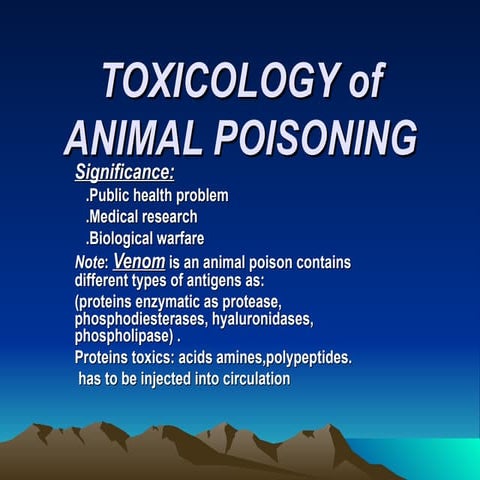 Toxicology of animal poisoning | PPT