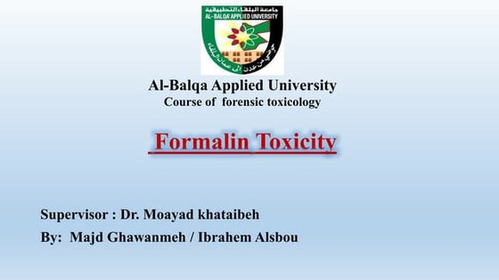 Formaldehyde Awareness Training And Process Pptx