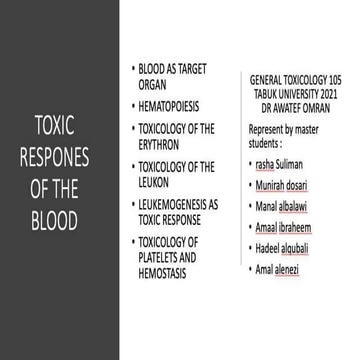 Toxic response of the blood | PPTX