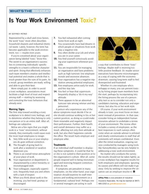 DANGERS OF TOXIC WORKPLACE.pdf | Career Advice | Careers