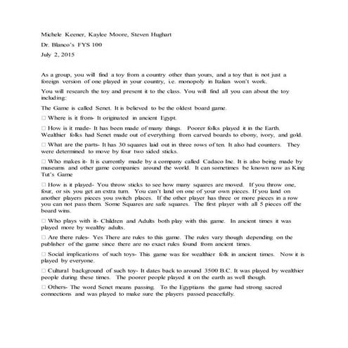 Toy game group project (hughart%2c steven clark) | DOCX