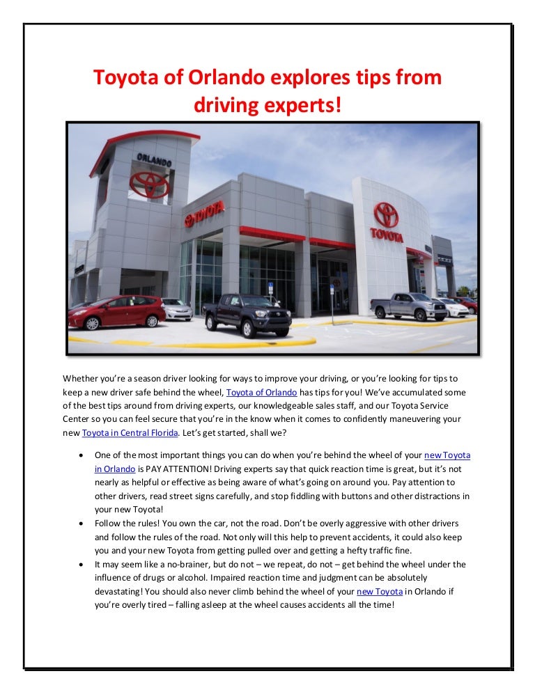 Toyota Of Orlandos Best Driving Tips