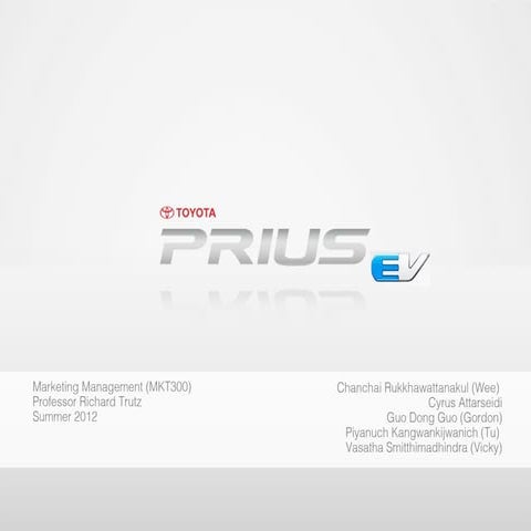 Toyota Prius EV: Marketing Management | PPT