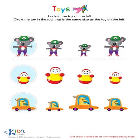 Classifying by size - printable worksheet for kids | PDF