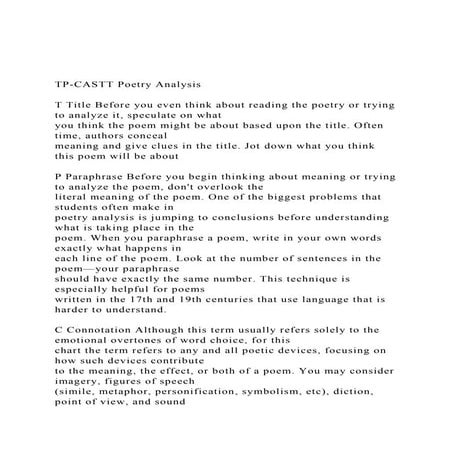 POETRY ANALYSIS -TPCASTT | PPT