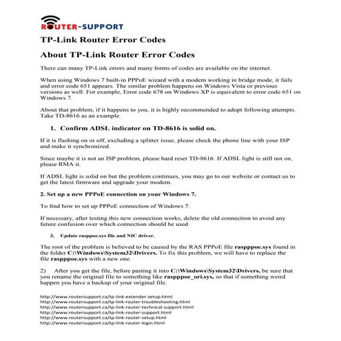 Tp link error codes | PDF