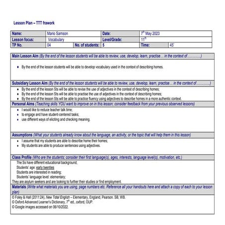 TP 04 Lesson Plan TTT. another typeof lessonpdf | PDF