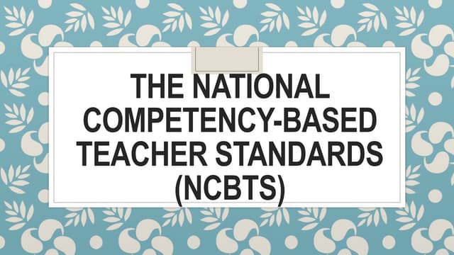 NCBTS (National Competency-Based Teacher Standards) | PPTX ...