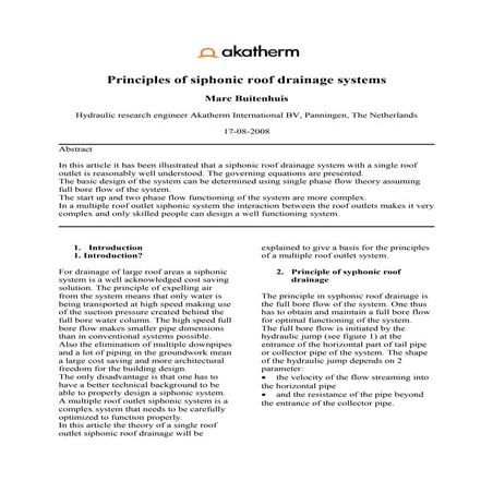 Tp6 principles of siphonic roof drainage systems(dr) | PDF