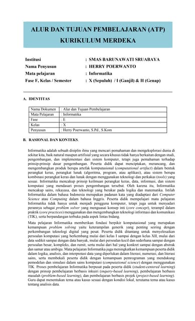Modul Ajar Informatika Kelas 9 Kurikulum Merdeka | PDF