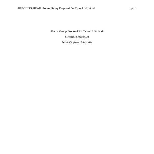 IMC 611 Focus Group Proposal for Trout Unlimited (Week 4 Assignment) | DOCX