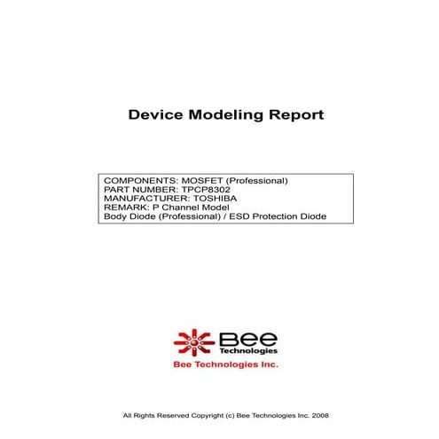 SPICE MODEL of TPCP8302 (Professional+BDP Model) in SPICE PARK | PDF