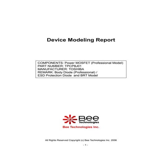 SPICE MODEL of 2SK3019 (Professional+BDP Model) in SPICE PARK | PDF