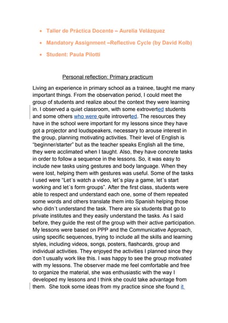 Personal reflection | PDF