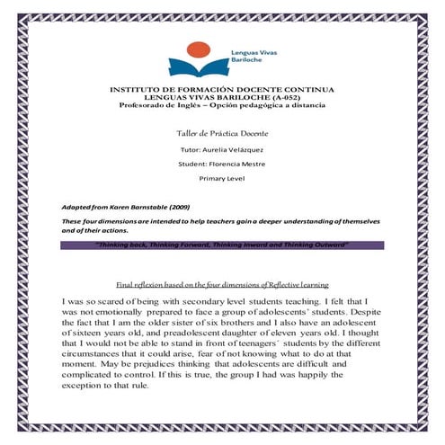 Tpd final reflexion fourdimensions secondary level mestreflorencia (2) | DOCX