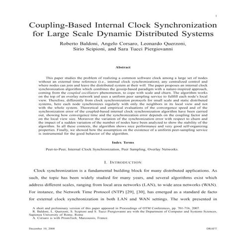 Coupling Based Internal Clock Synchronization For Large Scale Dynamic