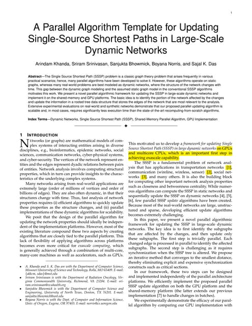 A Parallel Algorithm Template For Updating Single Source Shortest Paths In Large Scale Dynamic 9219
