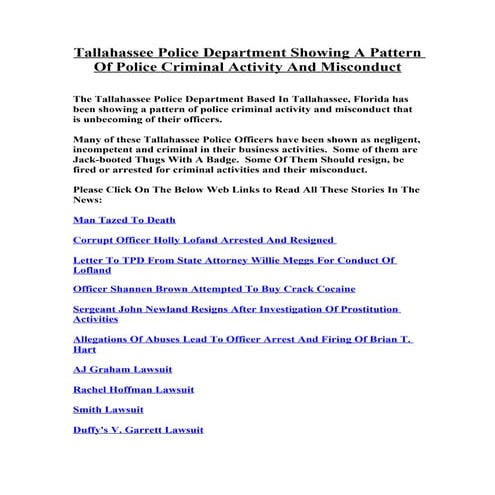 Tpd showing a pattern of police criminals | DOC