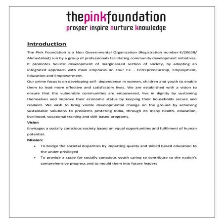 The Pink Foundation introductory information | PDF